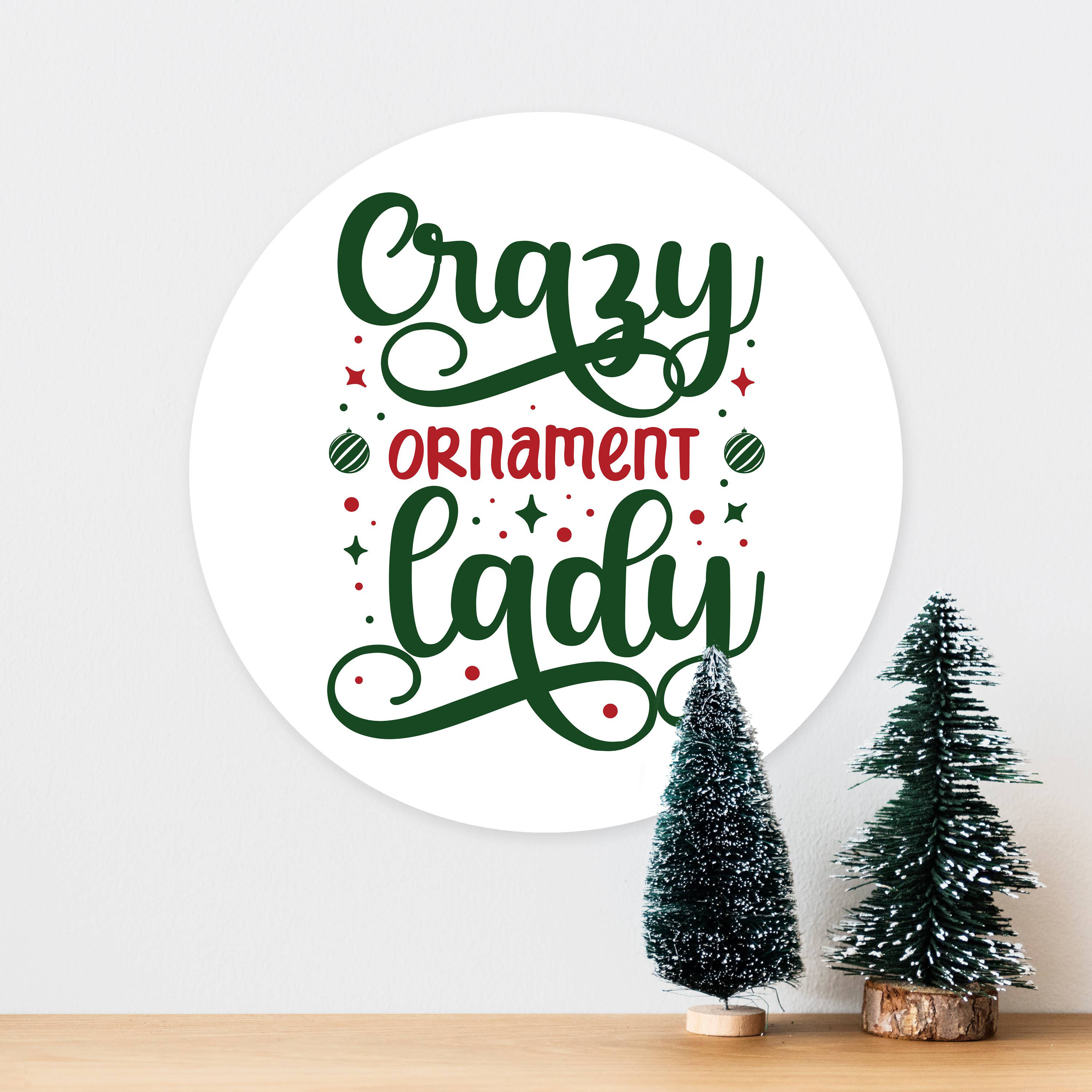 The Seasonal Aisle Merry Christmas Crazy Ornament Lady Circle Metal ...