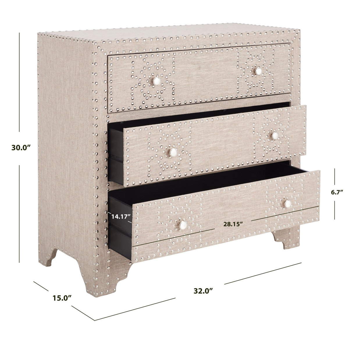 Safavieh 30'' Tall Solid Wood 3 - Drawer Accent Chest & Reviews | Wayfair