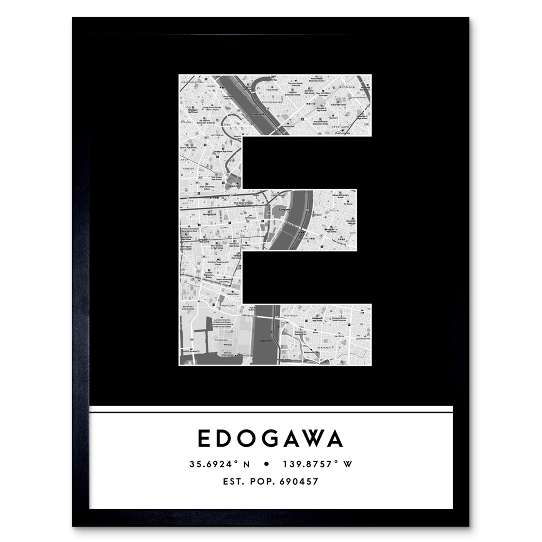 Wee Blue Coo Edogawa City Map Edogawa Black & White by Wee Blue Coo ...