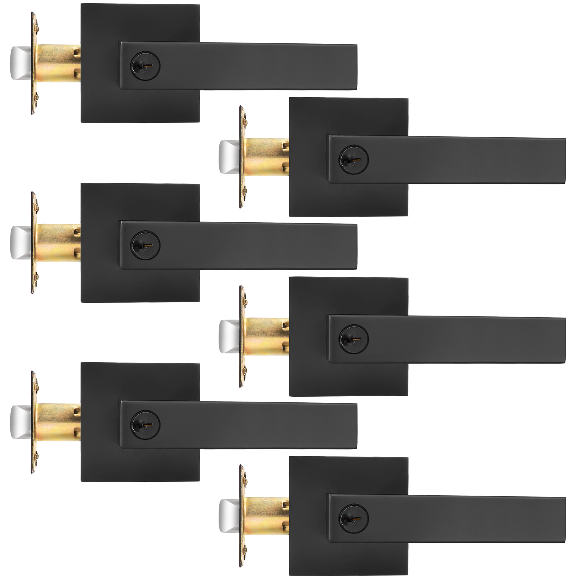 Probrico Keyed Alike Entry Door Locksets, Square Door Levers & Reviews ...