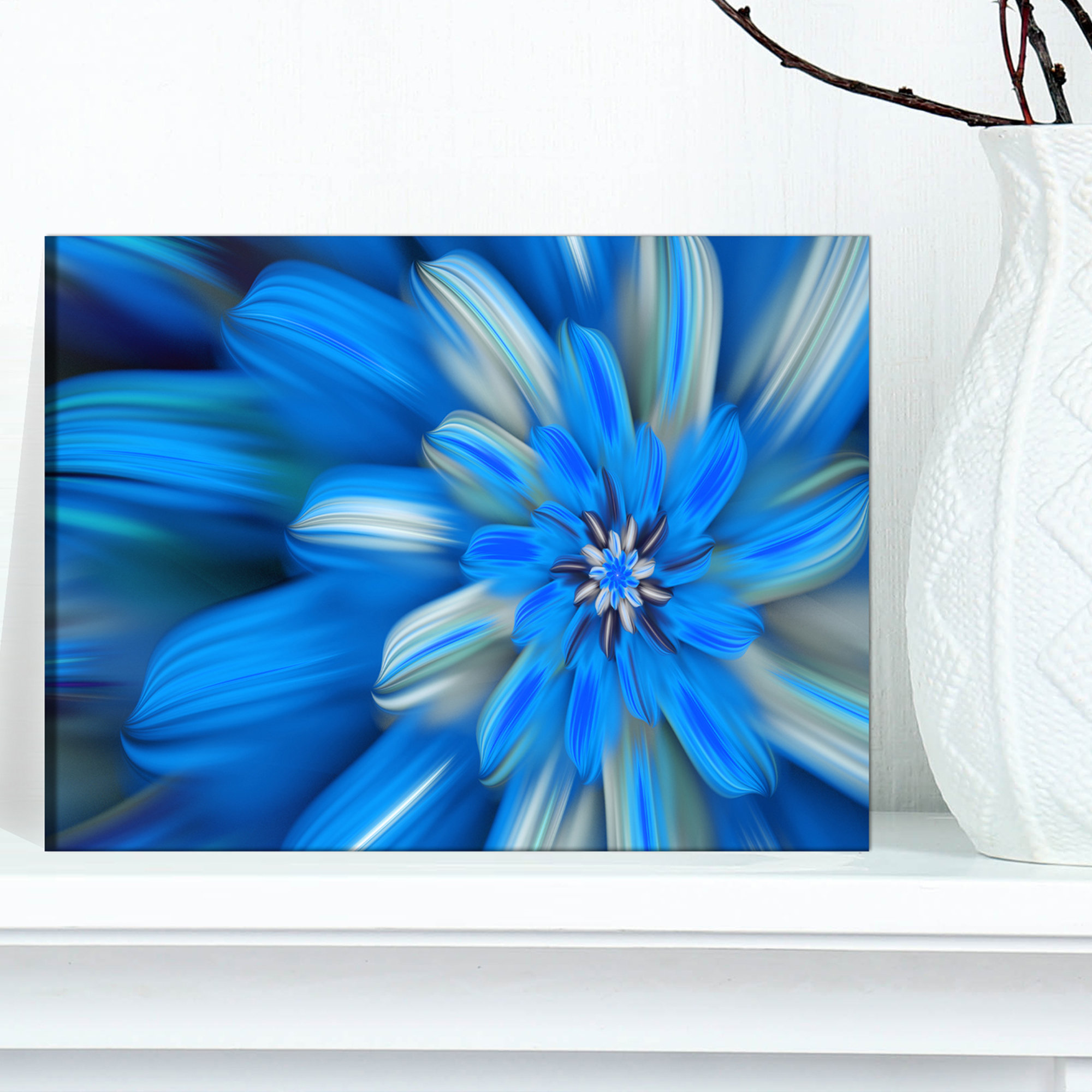 DesignArt Exotic Dance Of Blue Flower Petals - Wrapped Canvas Print ...