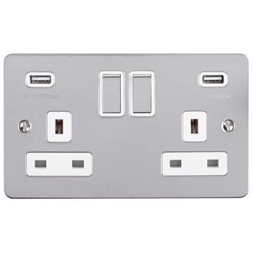 Eurolite 2 Gang with Comb3.1 Amp Usb Outlets Round Edge Enhance Flat ...