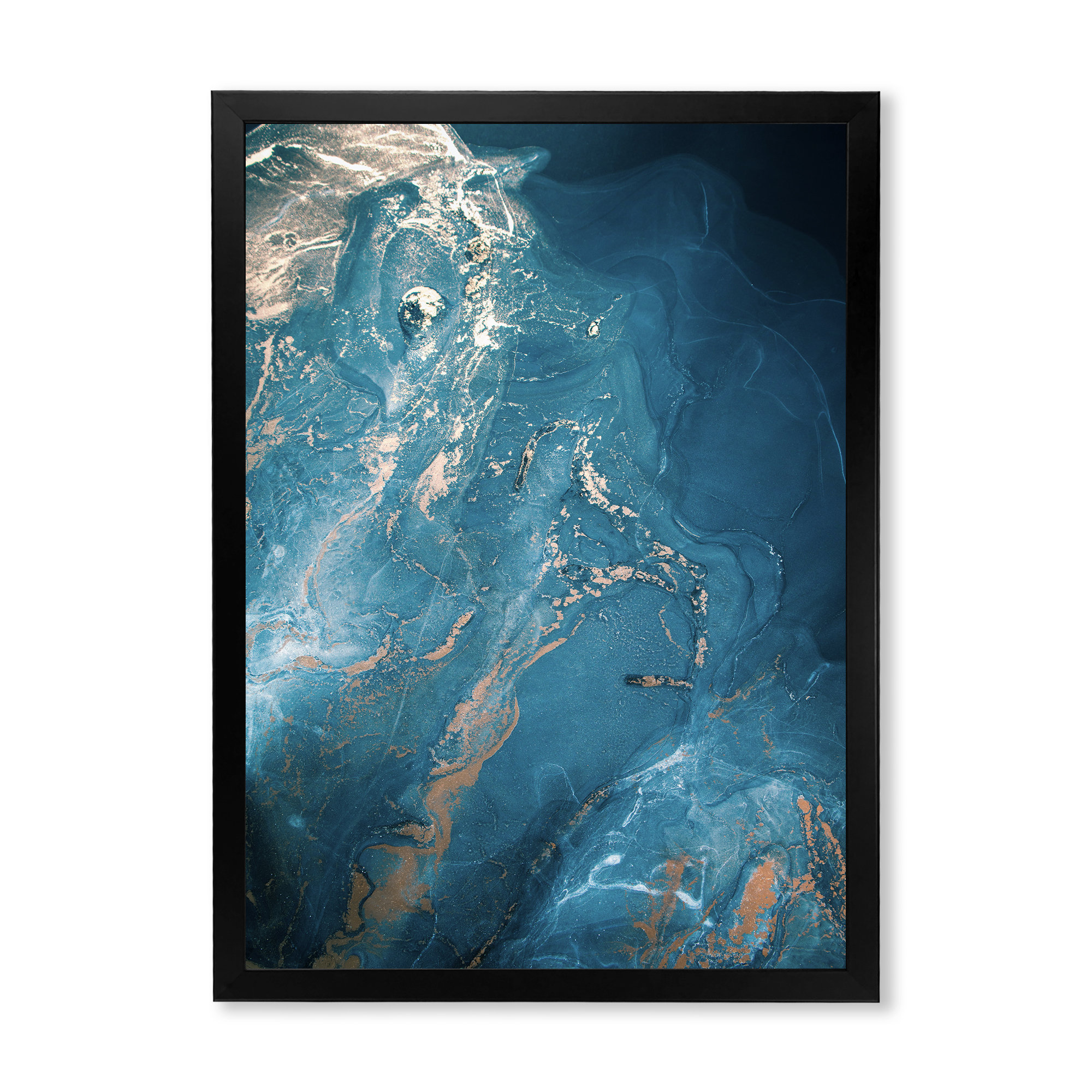 Wrought Studio Luxury Blue Marble Flow Art Luxury Blue Marble Flow Art ...