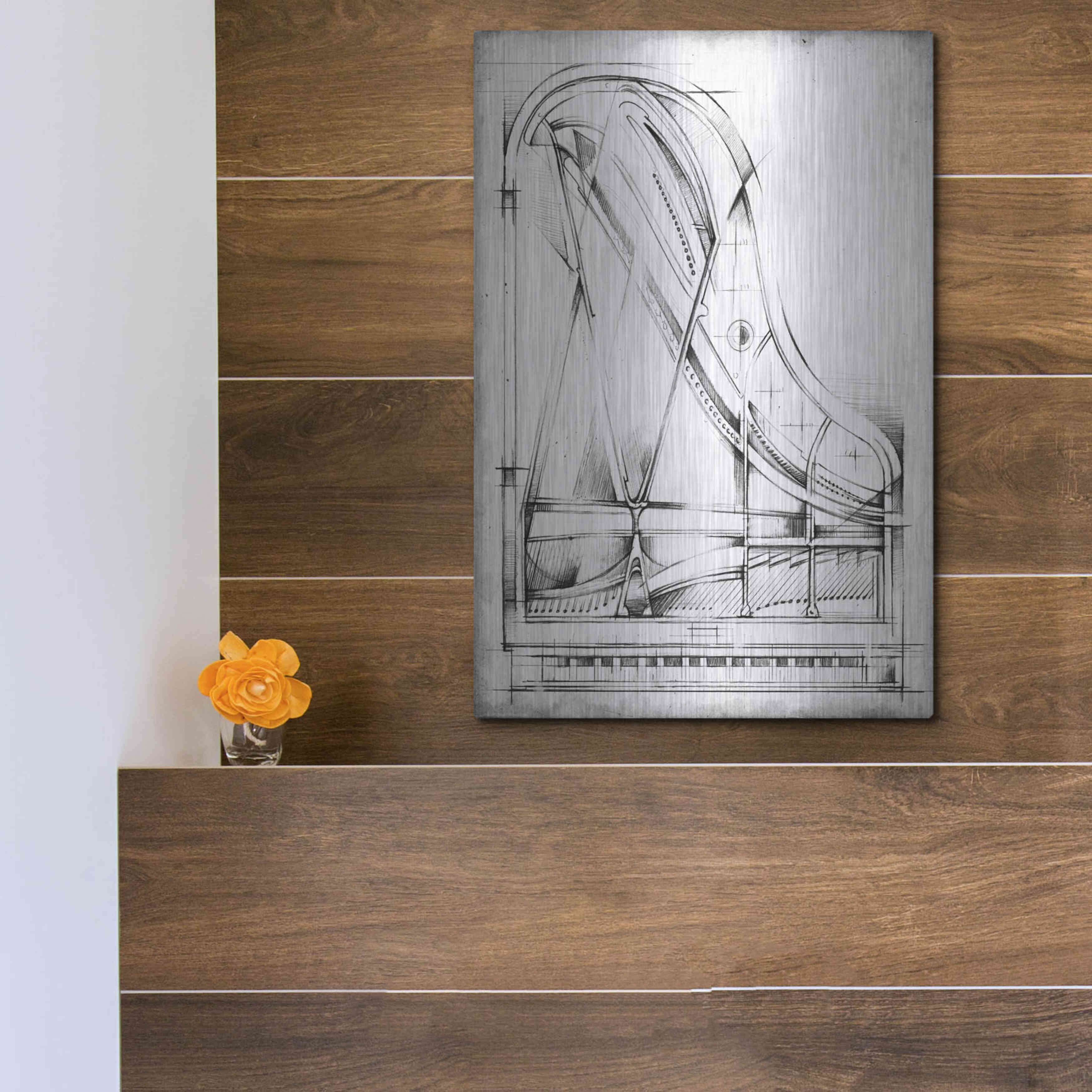 17 Stories Luxe Metal Art 'Inverted Grand Piano Diagram' By E Inverted ...