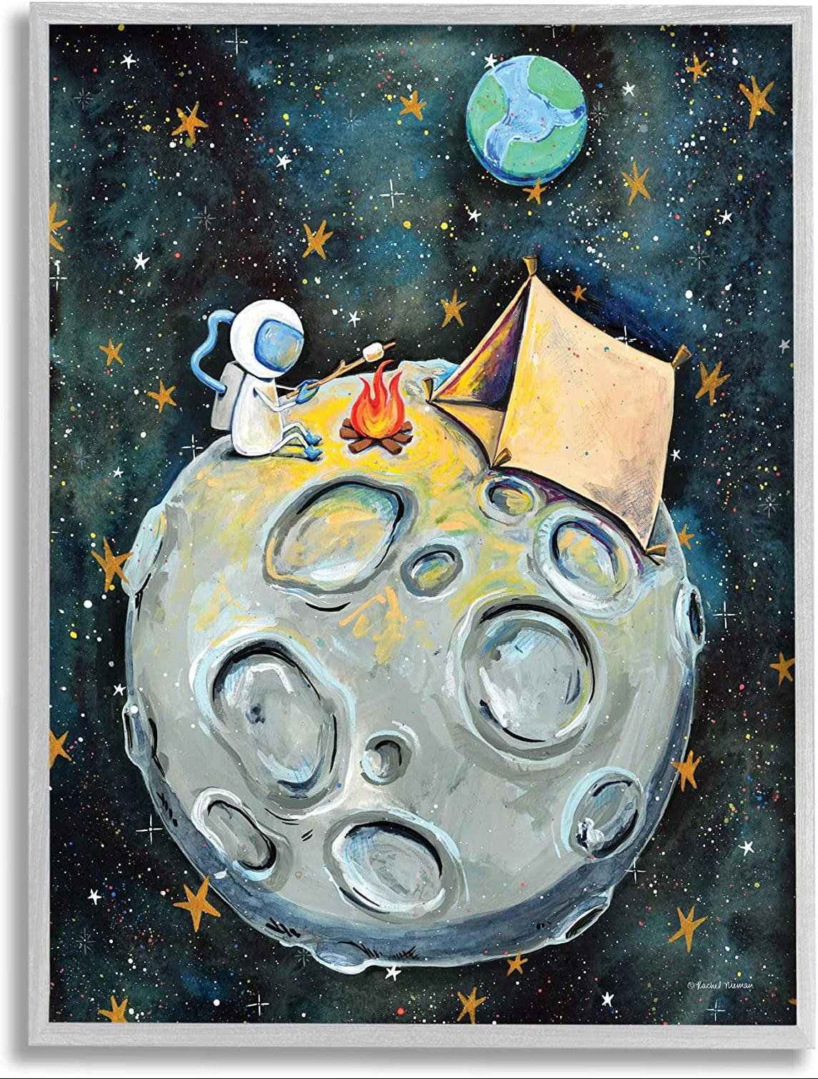Trinx Astronaut Camping Moon Whimsical Stars Outer Space Picture Frame ...