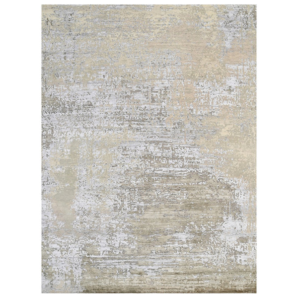 Bokara Rug Co., Inc. Handmade Hand-Knotted Gray/White/Beige Rug | Wayfair