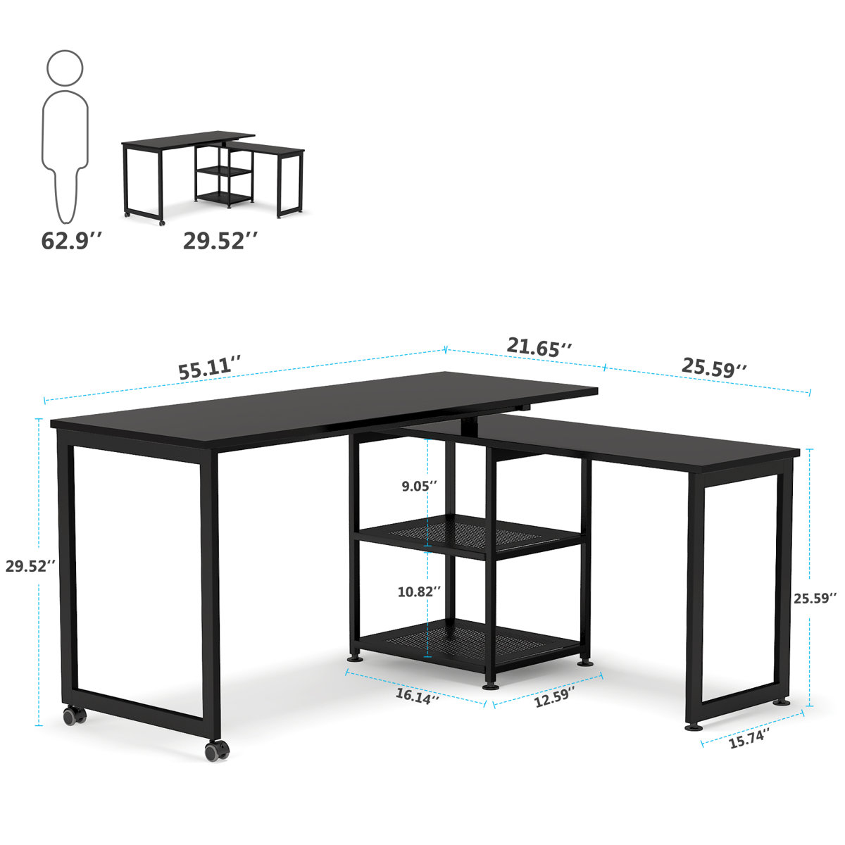 Inbox Zero Avelin Reversible L-Shape Desk | Wayfair