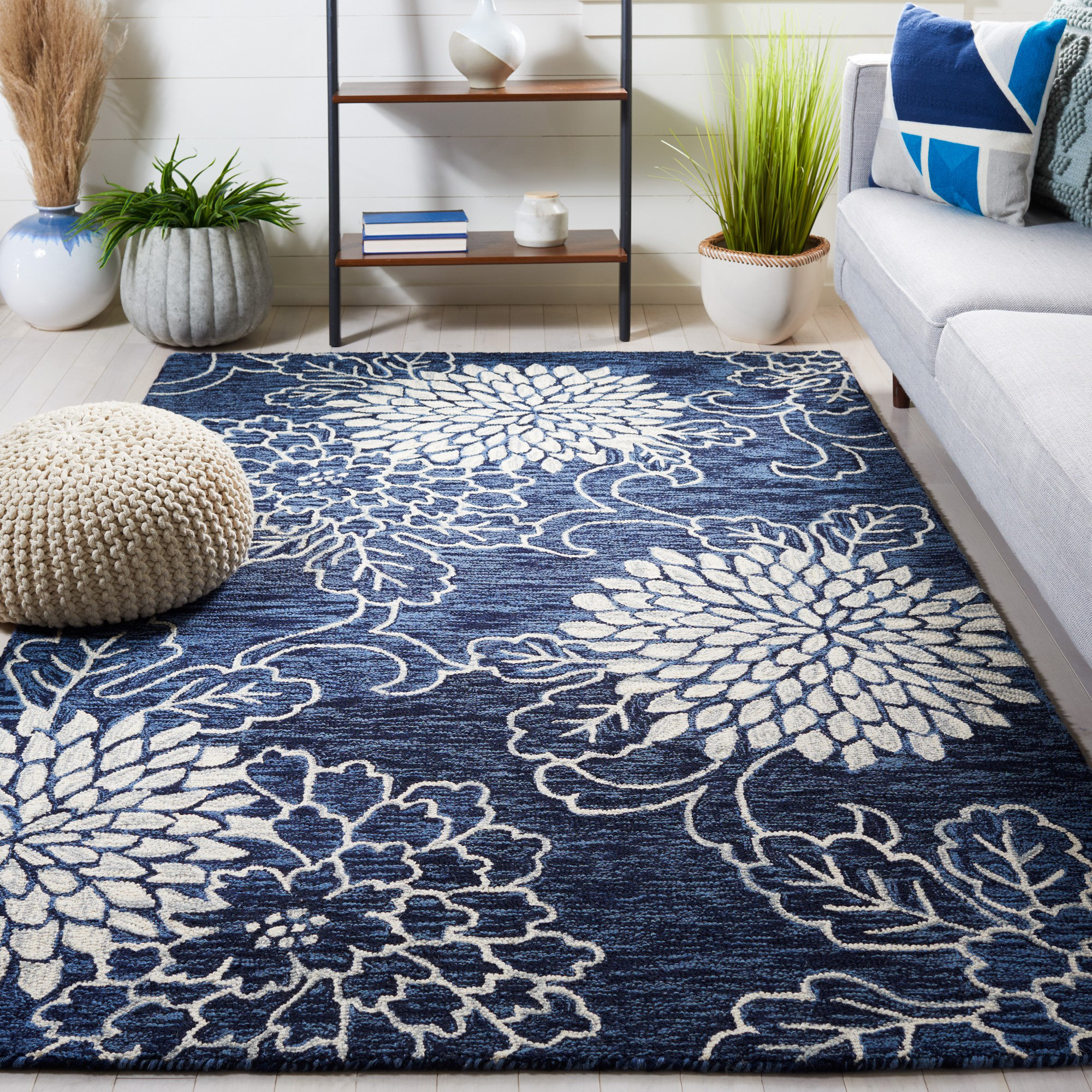 Charlton Home® Abrea Navy/Ivory Rug | Wayfair