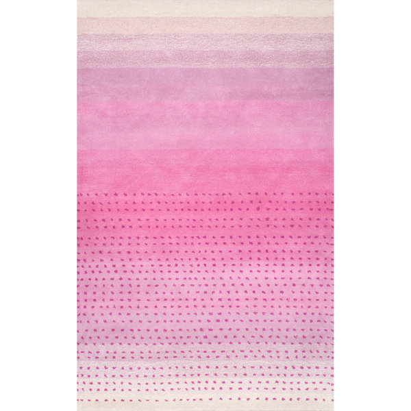 Ebern Designs Sophronia Handmade Tufted Wool Pink Rug & Reviews | Wayfair