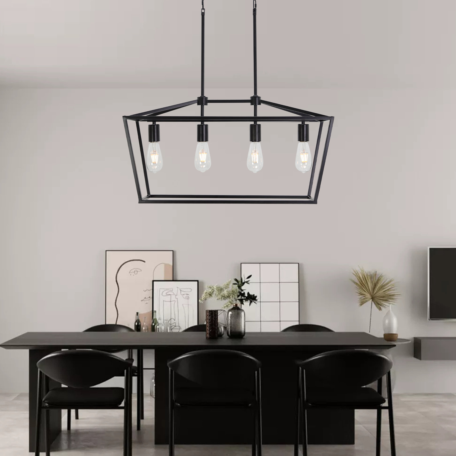 Gracie Oaks Farmhouse Black Pendant Light For Kitchen Island Industrial ...