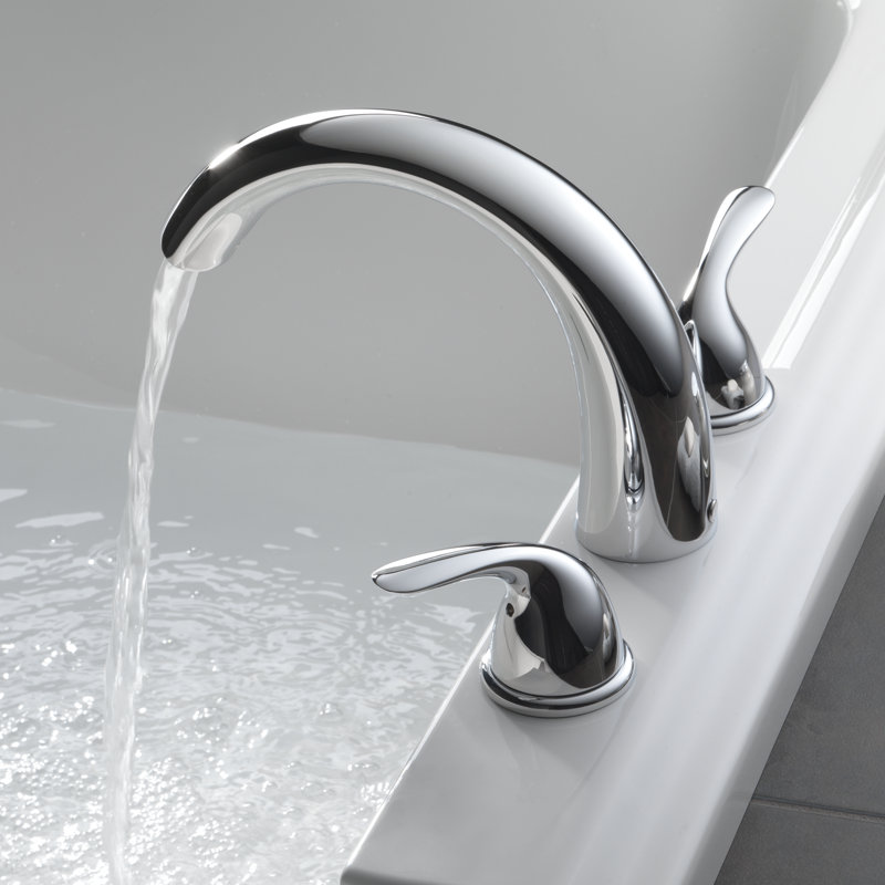 T2705-SS Delta Classic Double Handle Deck Mounted Roman Tub Faucet ...