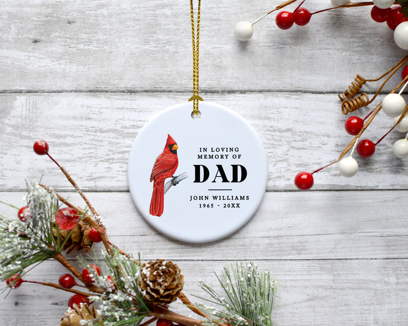 The Holiday Aisle® Custom In Loving Memory of Dad 20XX Cardinal Bird ...