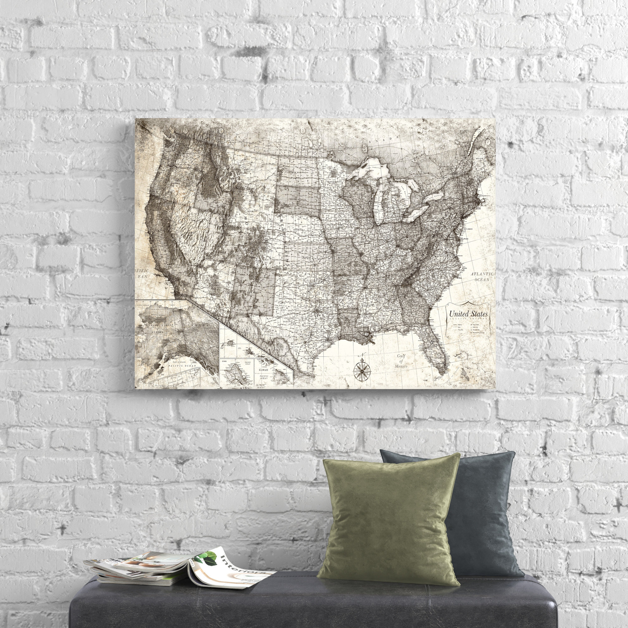 Steelside™ Old USA Map - Wrapped Canvas Graphic Art | Wayfair
