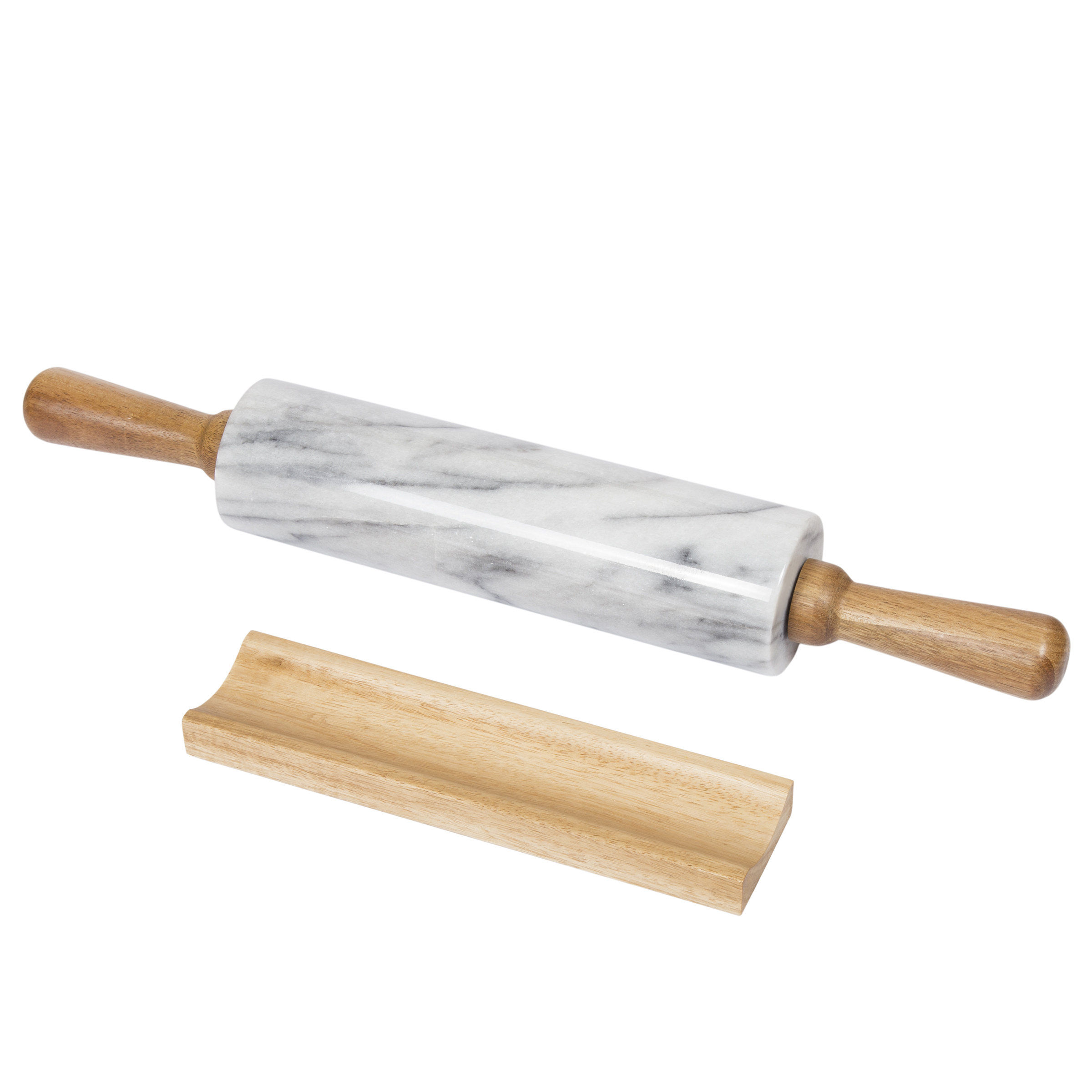 Creative Home Deluxe Marble Rolling Pins with Handles in White ...