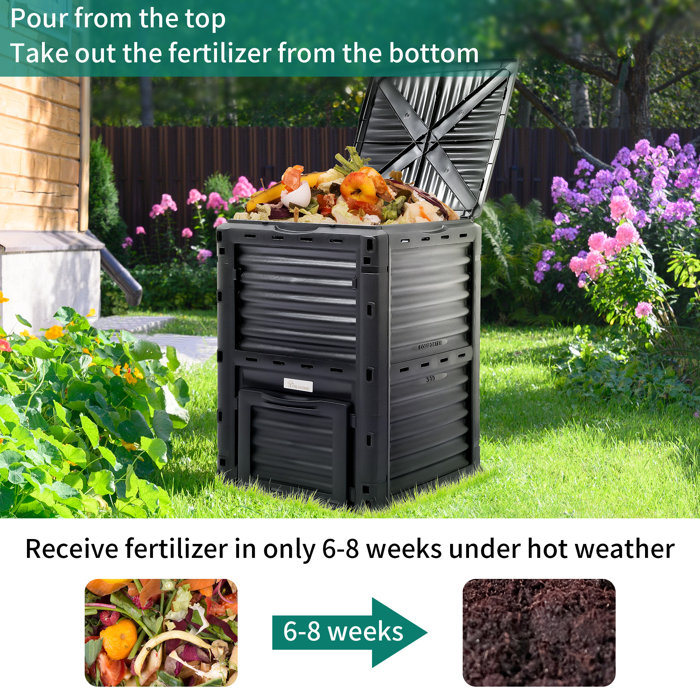YITAHOME 80 Gal. Plastic Outdoor Stationary Composter | Wayfair