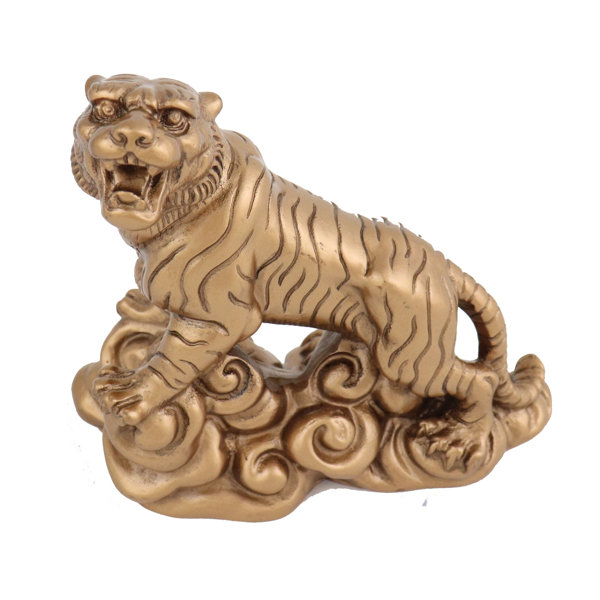 Bungalow Rose Golden Tiger Statue | Wayfair