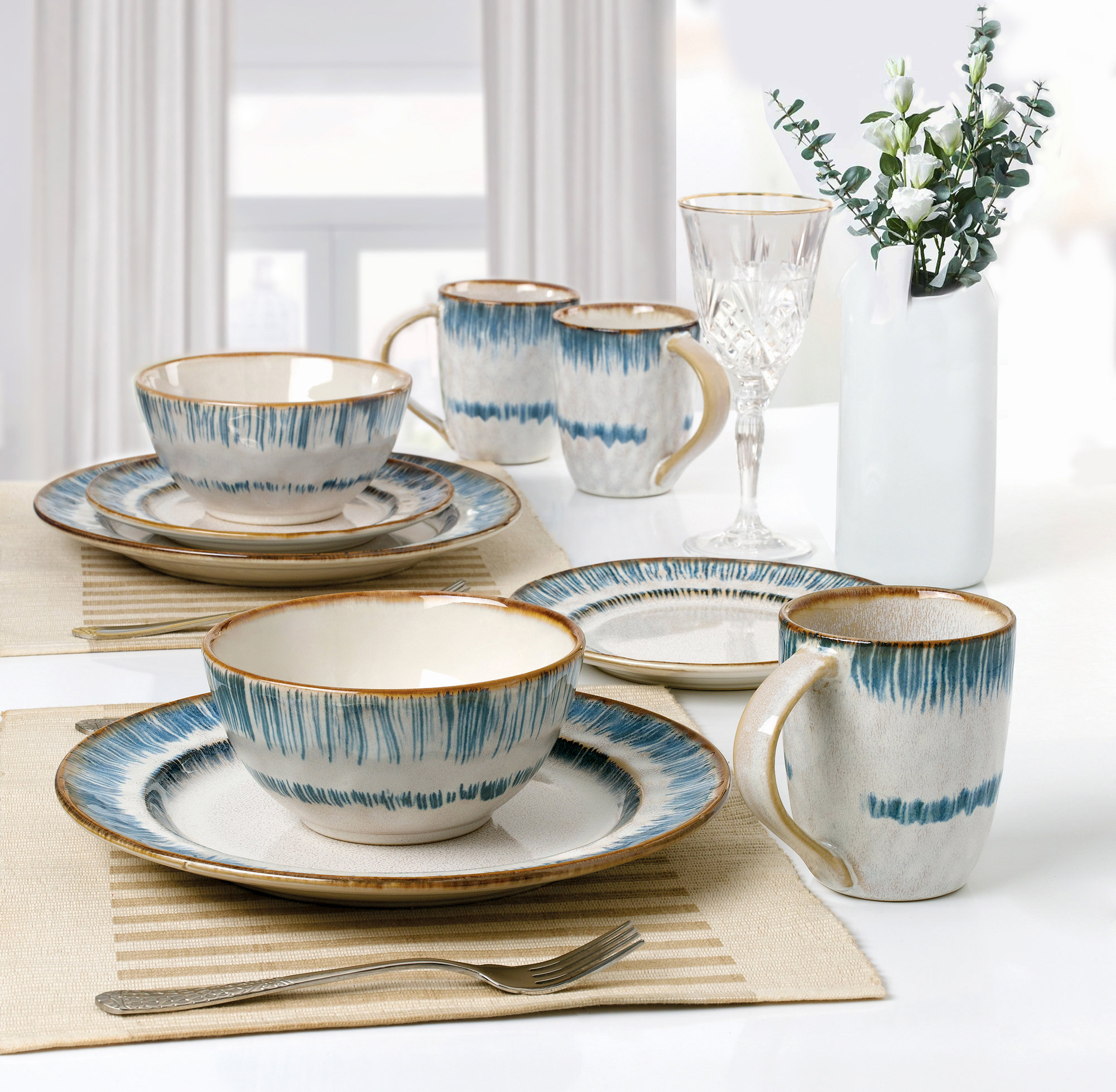 Lorren Home Trends Stoneware Dinnerware - Set of 16 | Wayfair