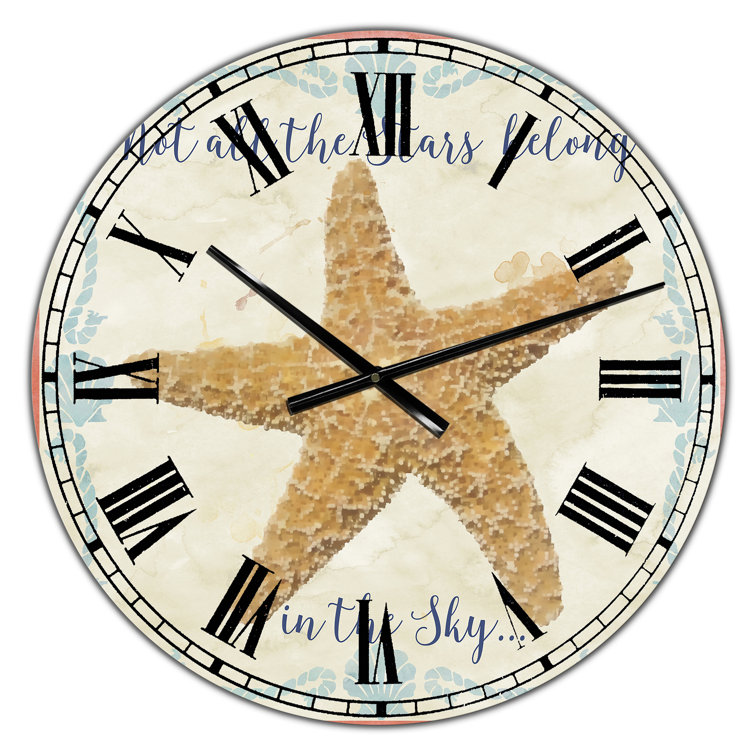 East Urban Home Sea Shells-C - Large Nautical & Coastal Wall Clock ...