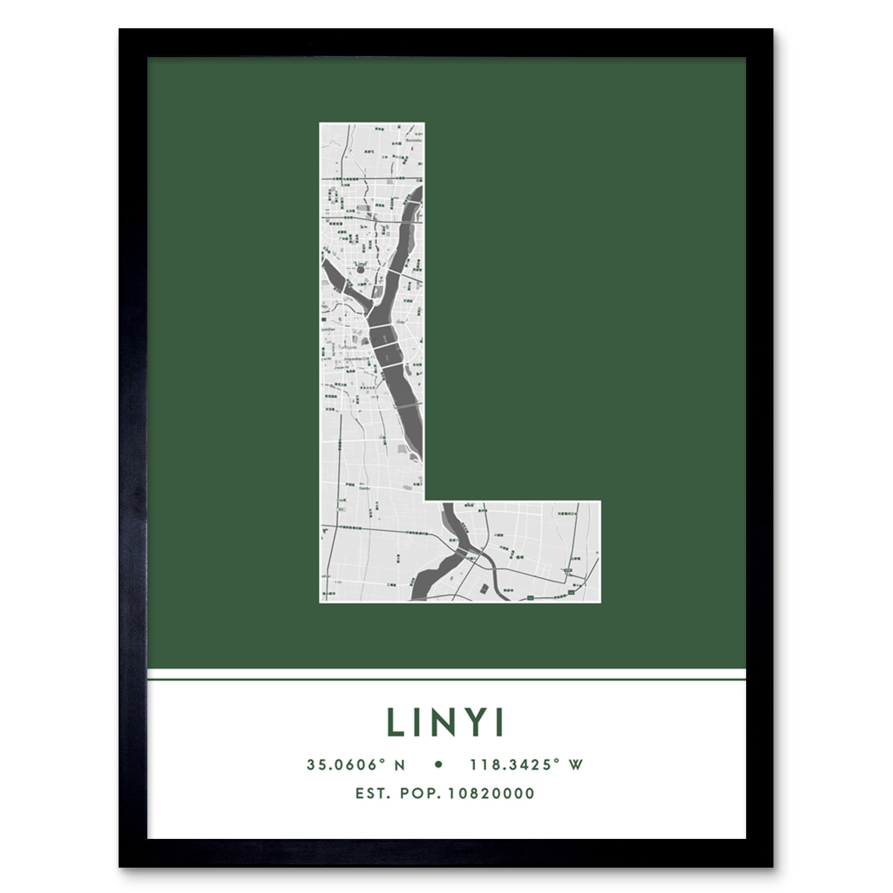 Wee Blue Coo Linyi China City Map by - Picture Frame | Wayfair.co.uk