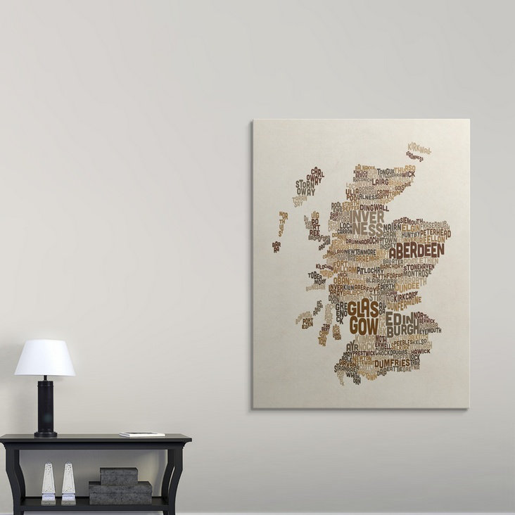 Ebern Designs Francy Scotland Typography Map by Michael Tompsett ...