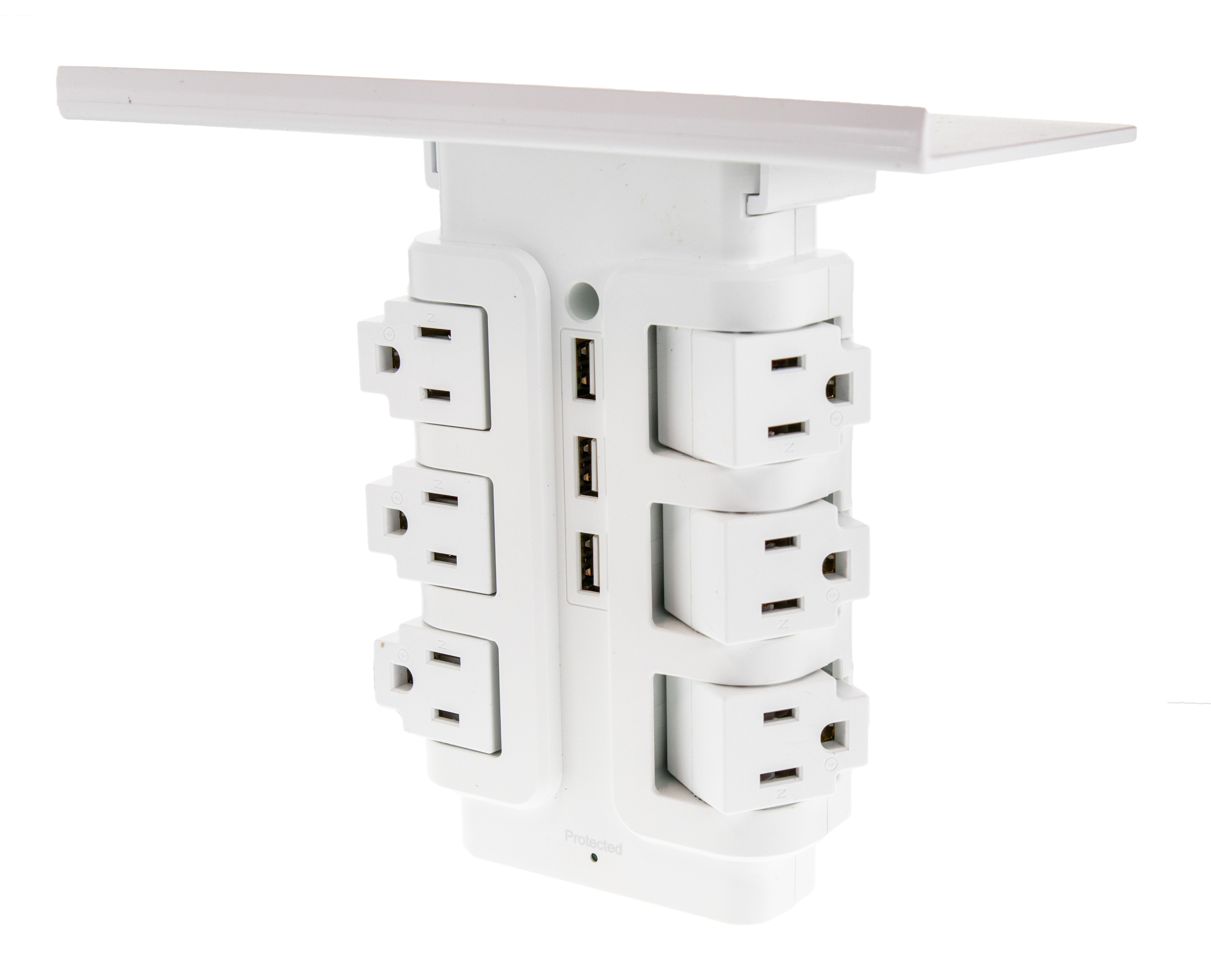 5 Star Super Deals Wall Power Rotating Outlet Shelf - 6 Rotating ...