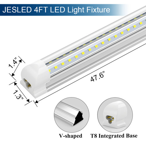 JESLED T8 LED Integrated Shop Light, 270 Degree Lighting | Wayfair