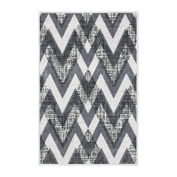 Ebern Designs Evandro Chevron Cotton Area Rug in Gray/White | Wayfair