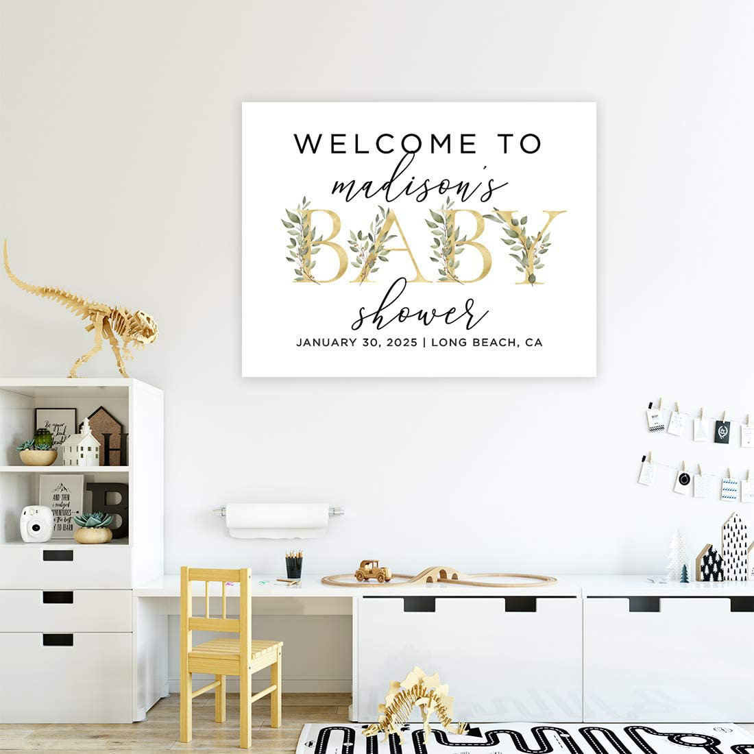 Zoomie Kids Custom Large Baby Shower Canvas Welcome Sign | Wayfair