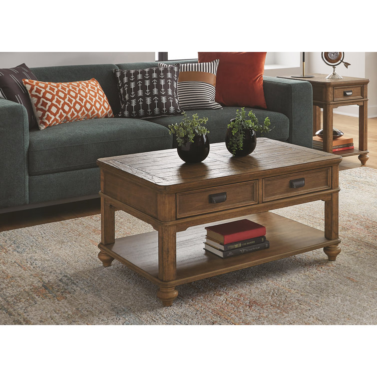 Canora Grey Pecan Finish Rectangular Coffee Table | Wayfair