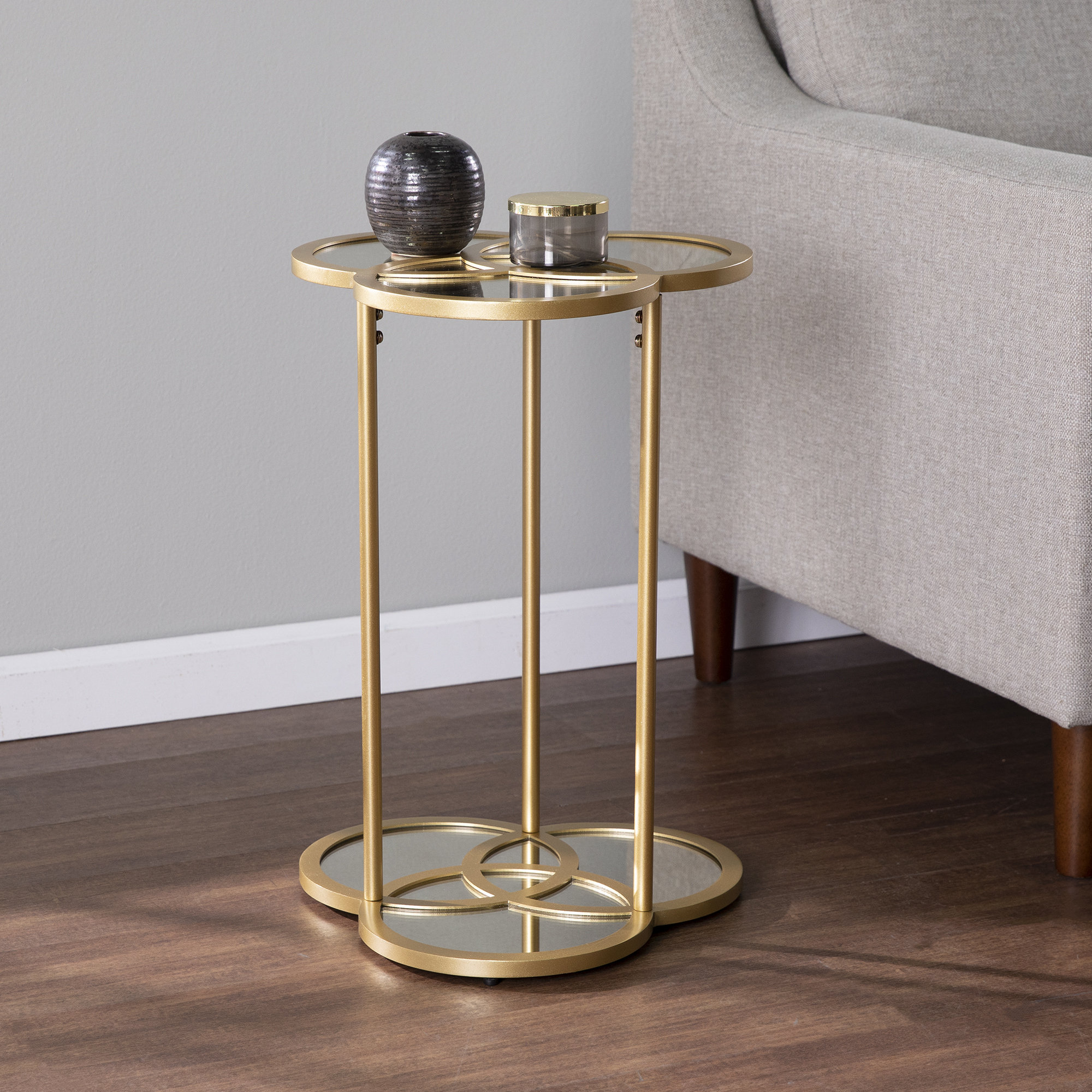 Mercer41 22'' Tall Glass Abstract End Table & Reviews | Wayfair
