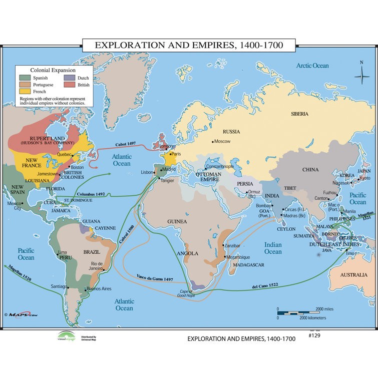 Universal Map World History Wall Maps - Exploration & Empires 1400 ...