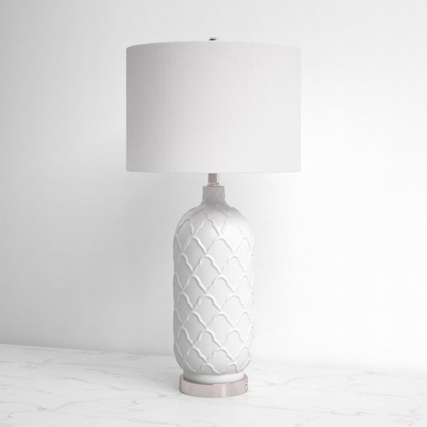 Kelly Clarkson Home Becca 29.25" White/Brush Nickel Table Lamp ...