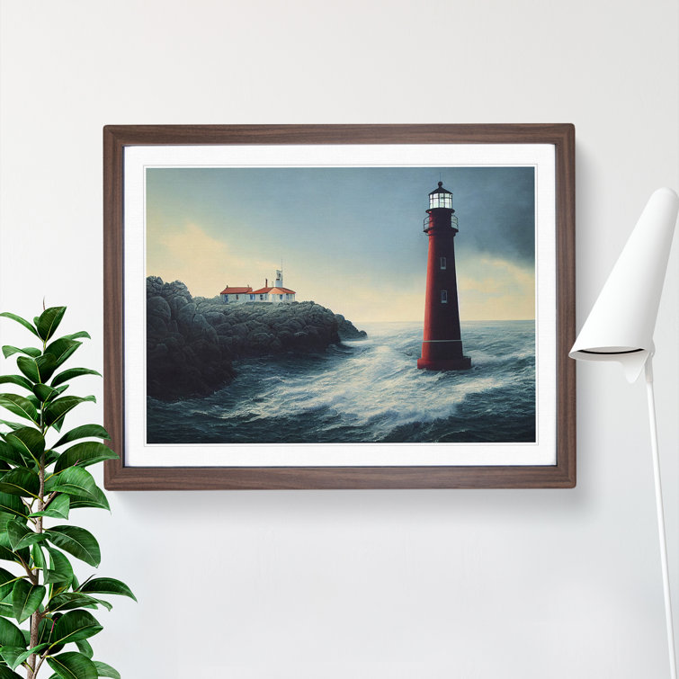Breakwater Bay Dramatic Lighthouse - Single Picture Frame Graphic Art ...