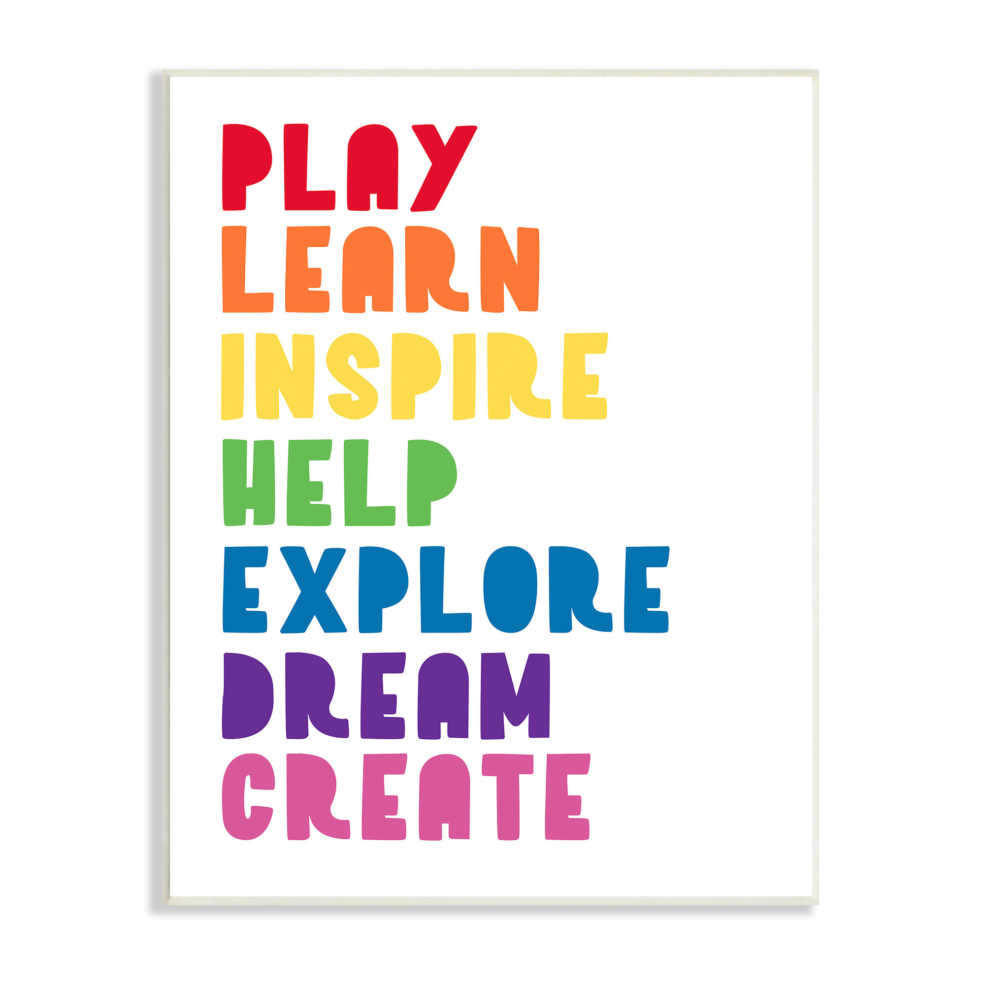 Stupell Industries Play Learn Inspire Create Phrase List Rainbow by ...