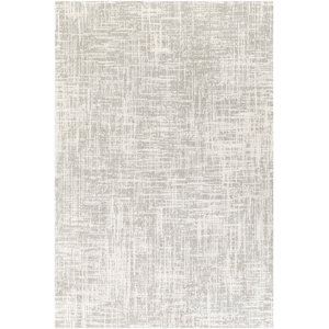 17 Stories Baucom Power Loom Light Gray/Ivory Rug & Reviews | Wayfair