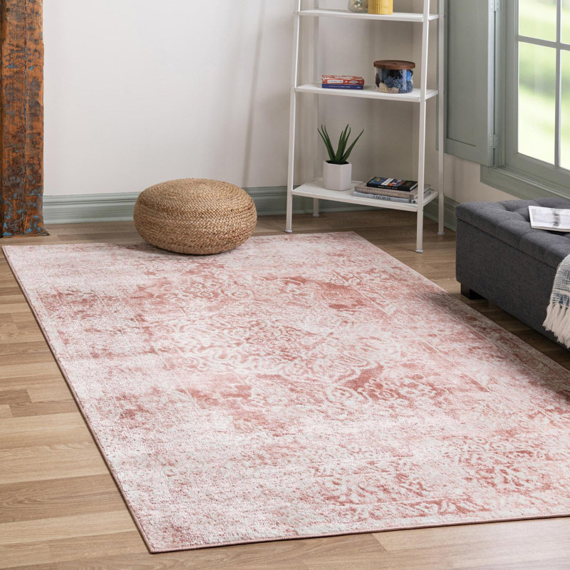 August Grove® Boyland Performance Pink/Ivory Rug & Reviews | Wayfair