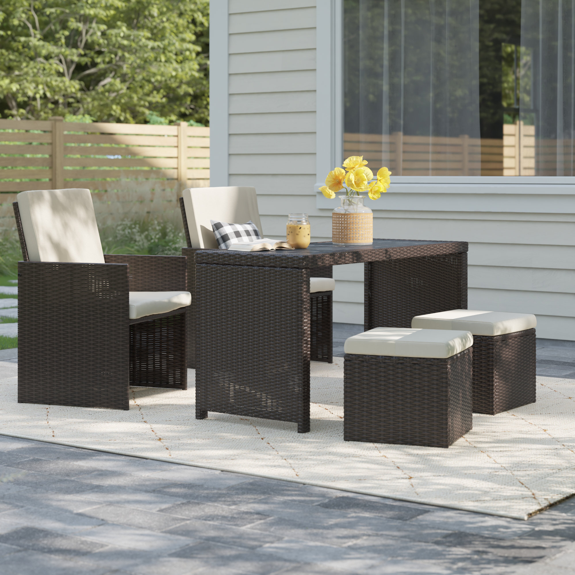 Sand & Stable Declan Wicker/Rattan 4 - Person Seating Group with ...