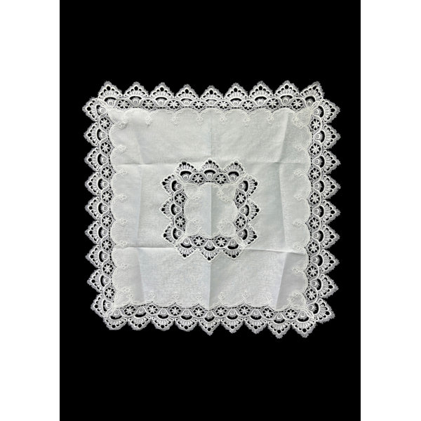 Alcott Hill® White Floral Lace Embroidered Cutwork Square Tablecloth ...