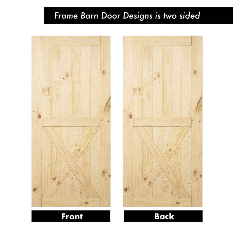Homacer Paneled Wood Unfinished Frame Barn Door with Installation ...
