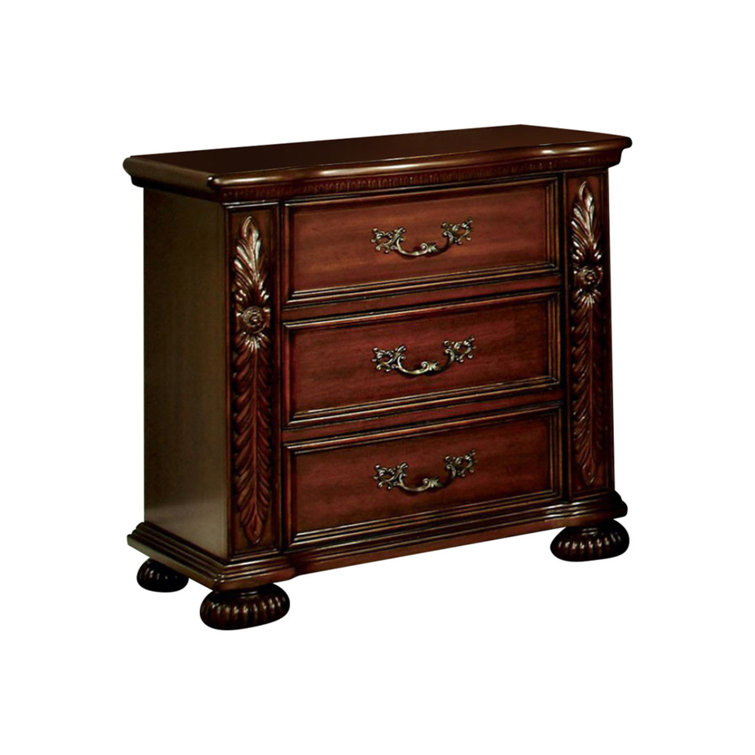 Astoria Grand Corkermain 30 Inch Traditional Nightstand, 3 Drawers ...