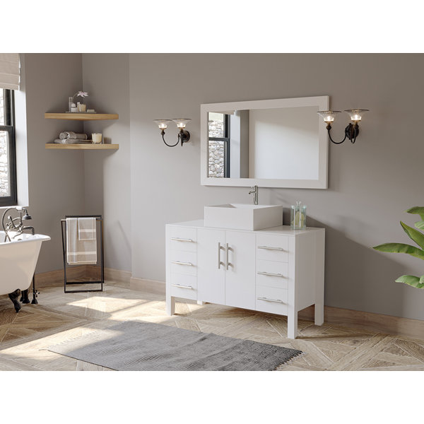 Wrought Studio Sharan 48" Single Bathroom Vanity Set with Mirror ...