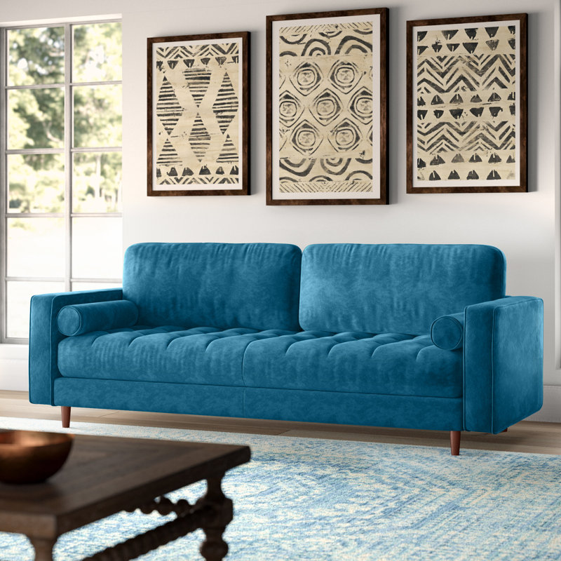 George Oliver Elsner 88" Velvet Square Arm Sofa & Reviews | Wayfair