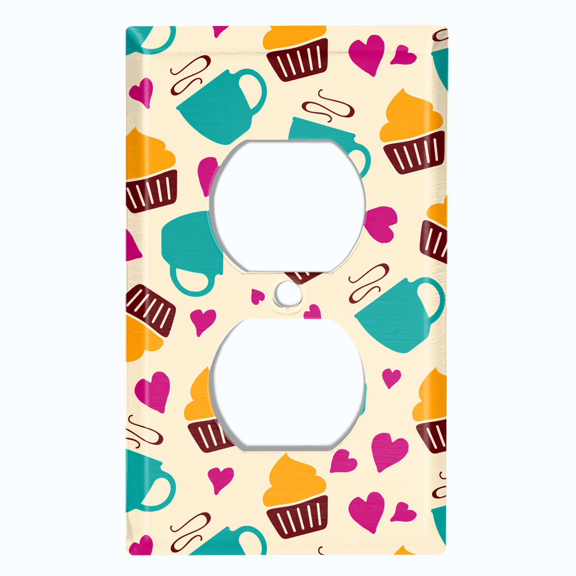 WorldAcc Coffee Cups Cupcake Heart Cream 1-Gang Duplex Outlet Wall ...