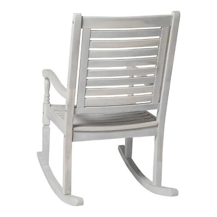 Brambly Cottage Wooden White Wash Rocking Chair Indoor/Outdoor ...