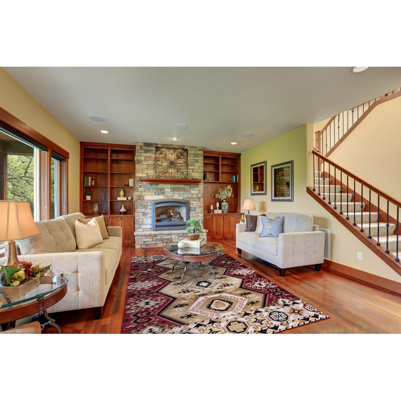 Millwood Pines Malden Red/Ivory Area Rug | Wayfair