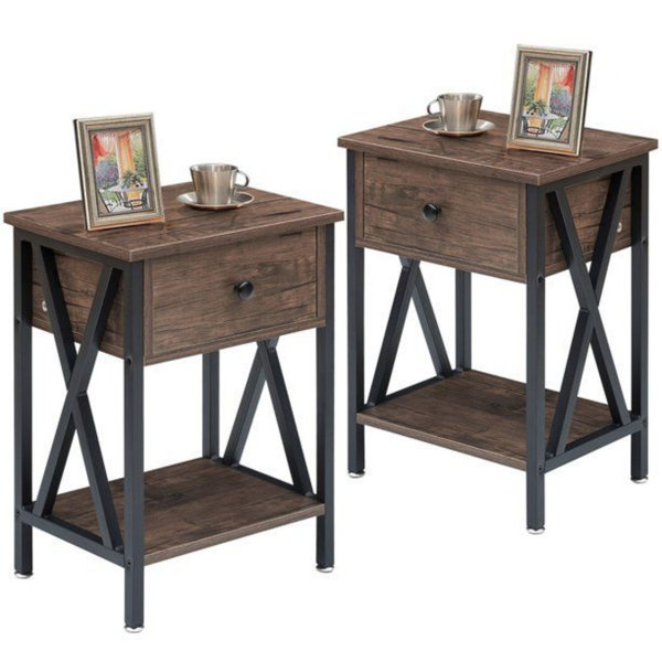 17 Stories VECELO End Table With Drawer And Storage Shelf, Nightstand ...