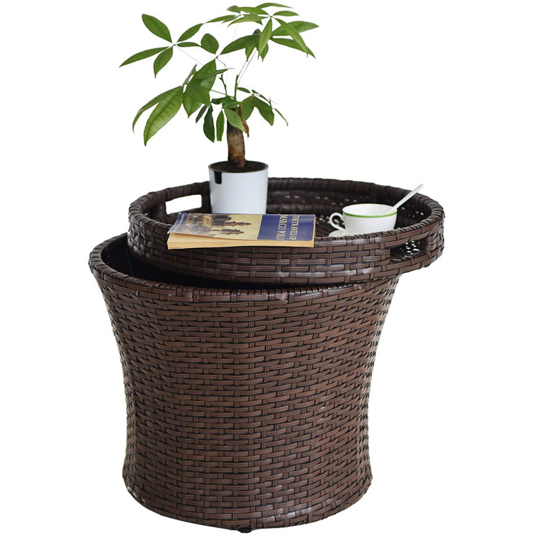 Aura Outdoor Sundale Outdoor Small Patio Side Table With Storage, 20 ...