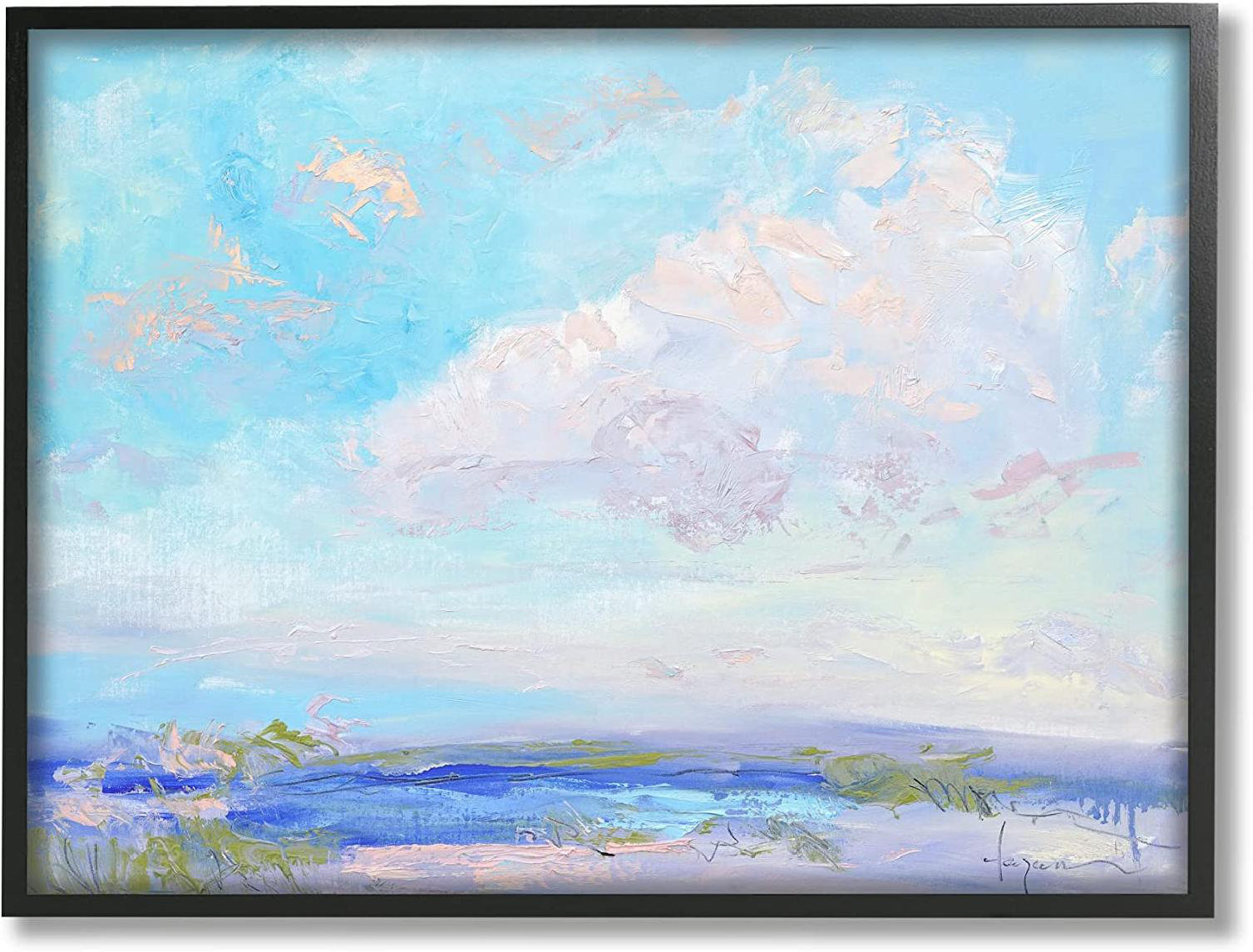 Dovecove Cloudy Impressionist Nature Landscape - Picture Frame Painting ...