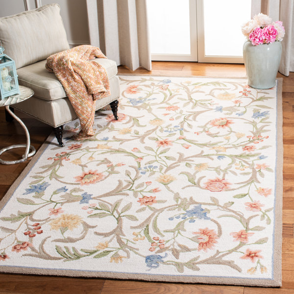 Lark Manor Hollander Handmade Looped/Hooked Wool Ivory/Multi-Color Rug ...
