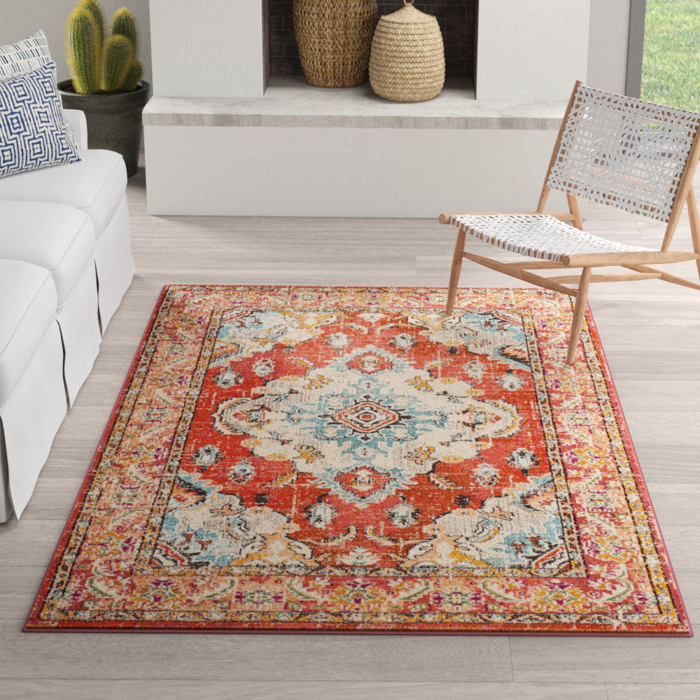 Langley Street Hertzler Oriental Orange Area Rug & Reviews | Wayfair